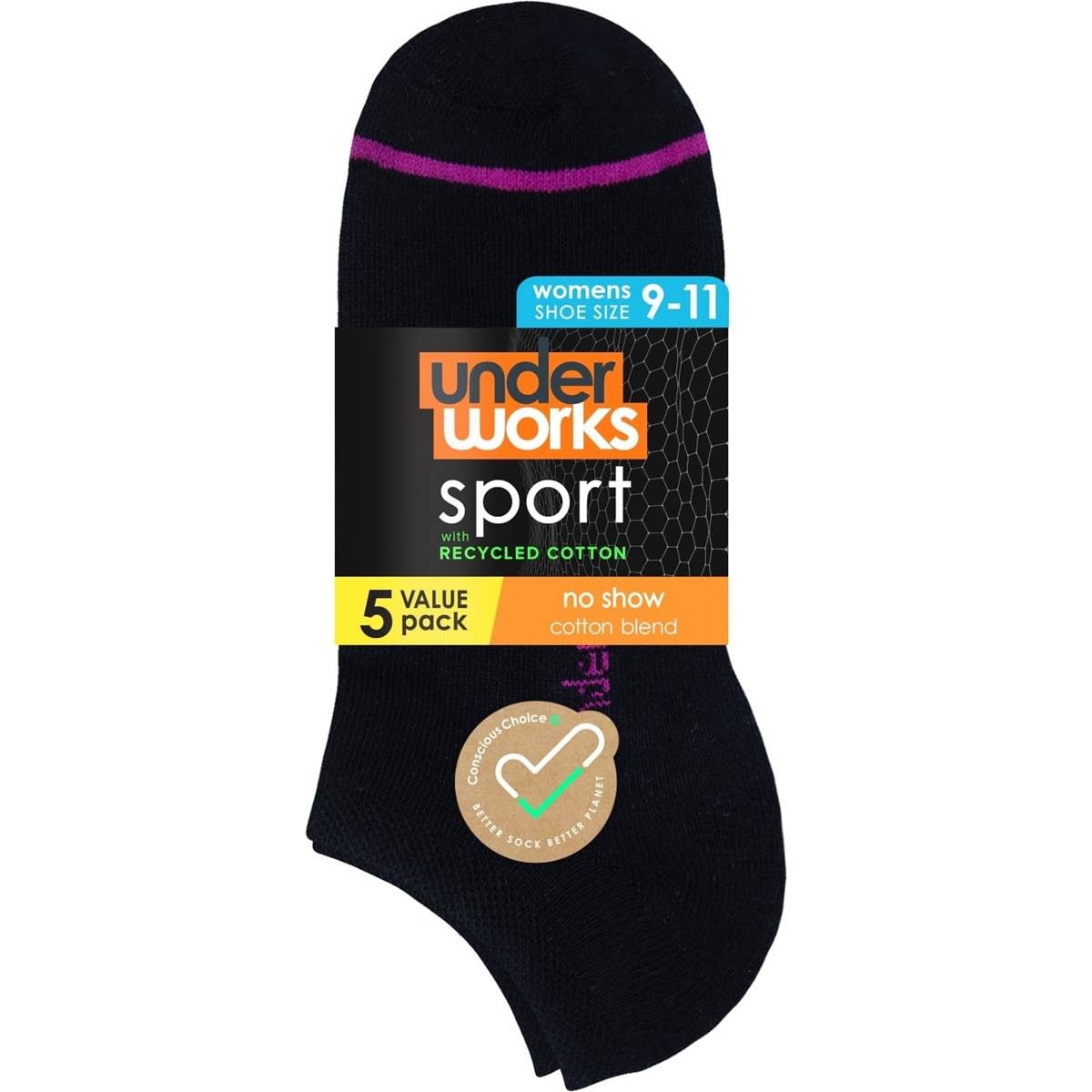 Underworks Cushion No Show Sock 5 Pack | Woolworths