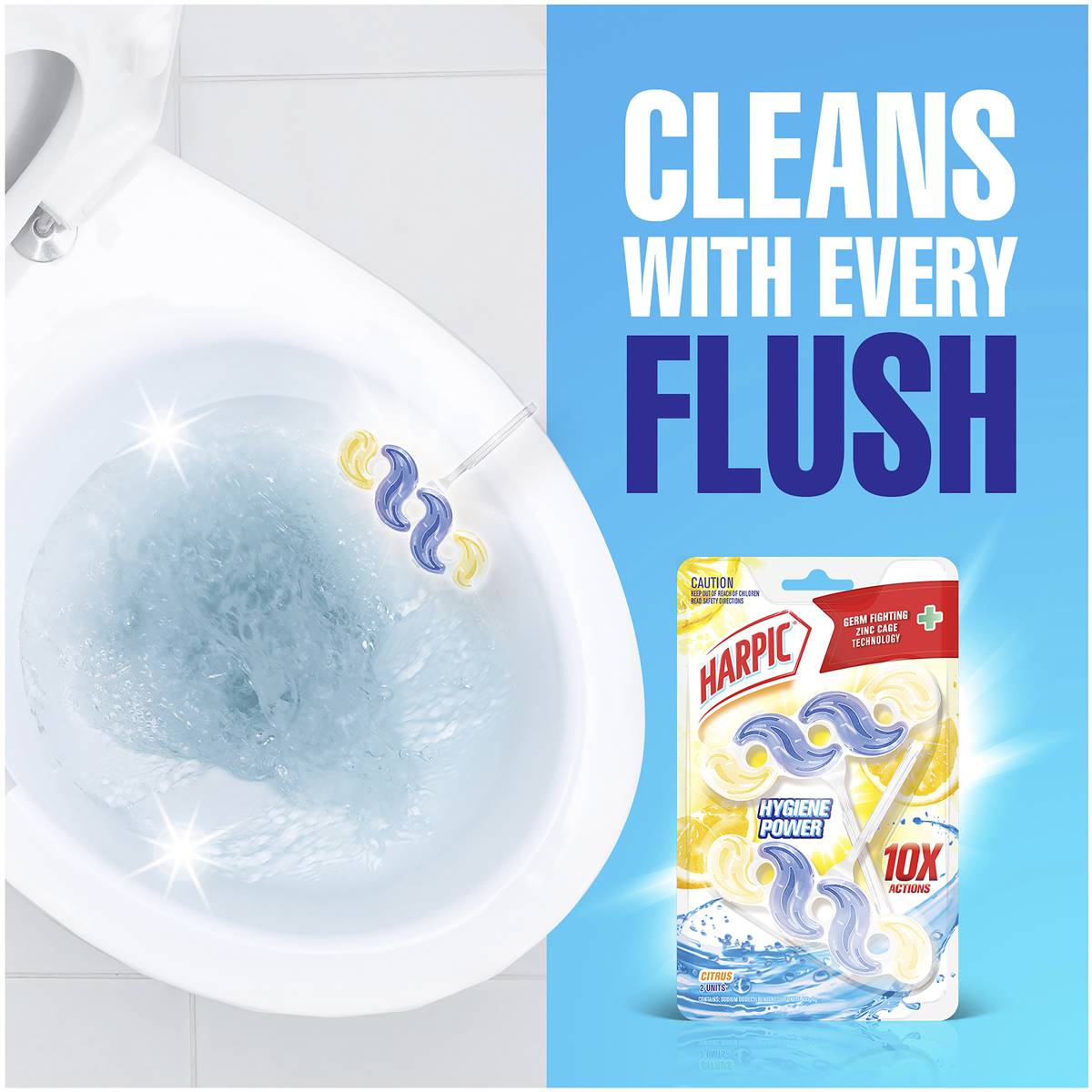 Harpic Hygiene Power Toilet Cleaner Zinc Cage Citrus 2 Pack | Woolworths