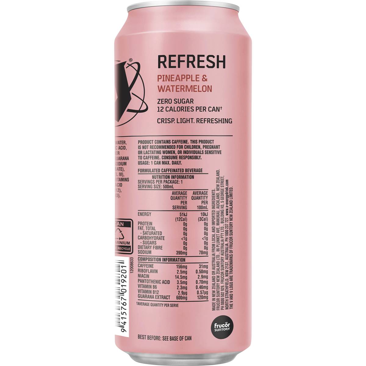 V Energy Refresh Pineapple & Watermelon Can 500ml | Woolworths