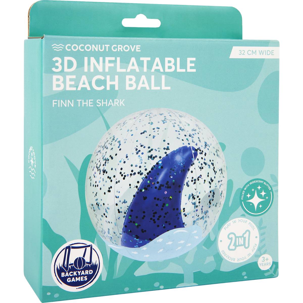 3d Inflatable Beach Ball Finn The Shark Each | Woolworths