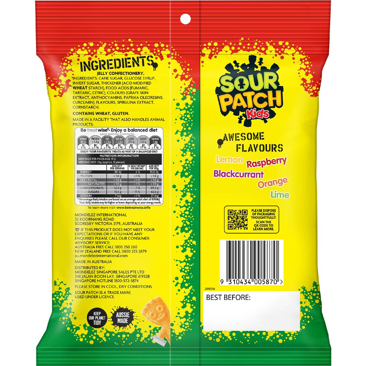 Sour Patch Kids Lollies Value Share Pack 430g | Woolworths