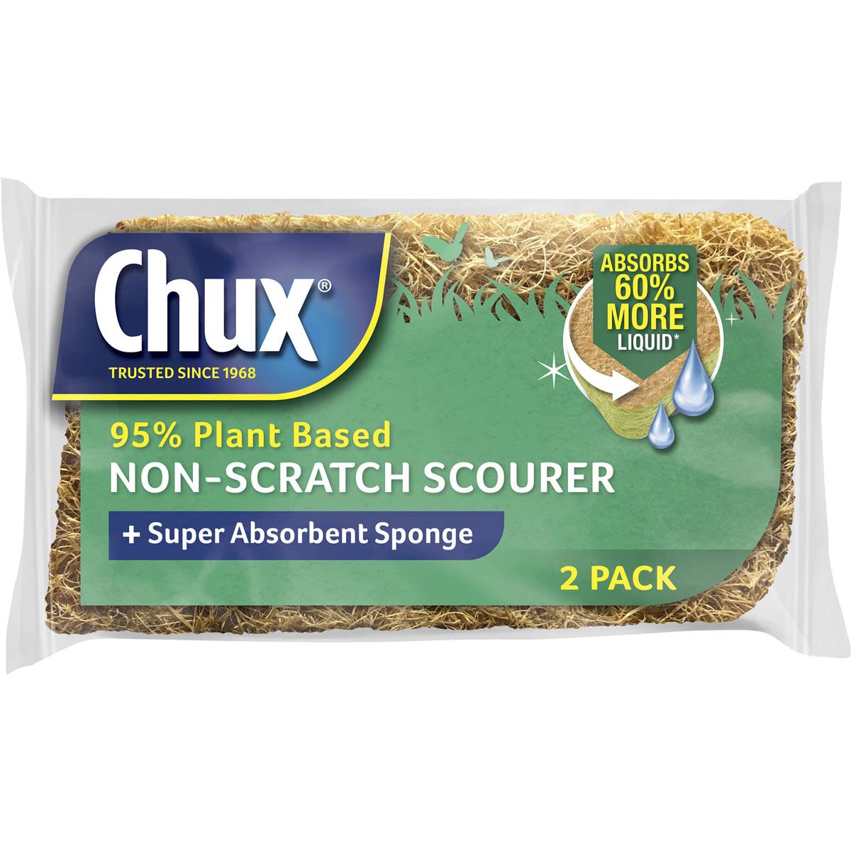 Chux Plant Based Non Scratch Sourer 2 Pack | Woolworths