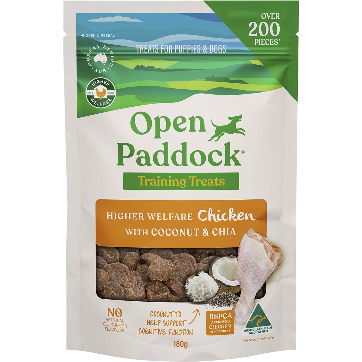 Open Paddock Training Treats Chicken & Coconut 180g | Woolworths