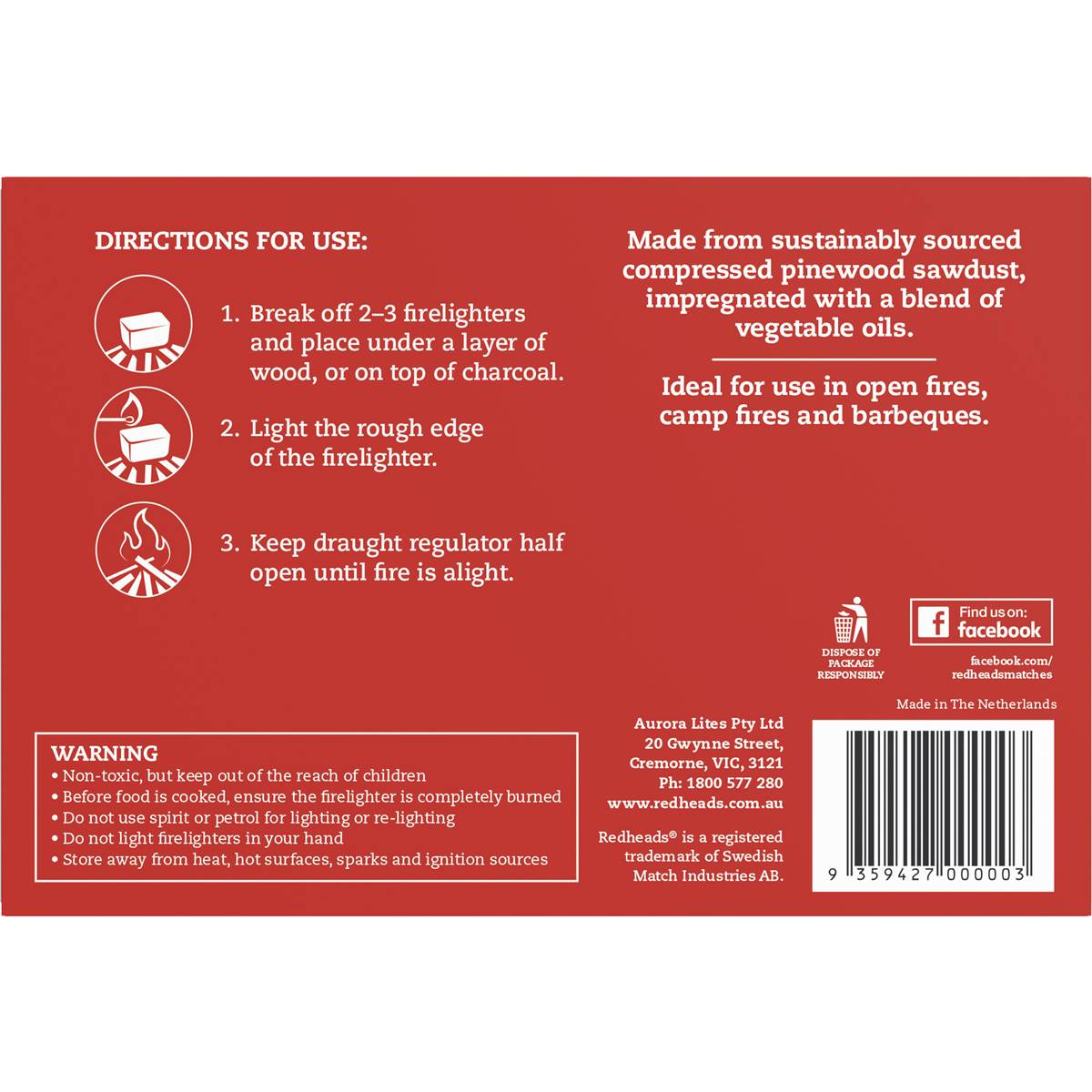 Redheads Natural Firelighters Block 28 Pack | Woolworths