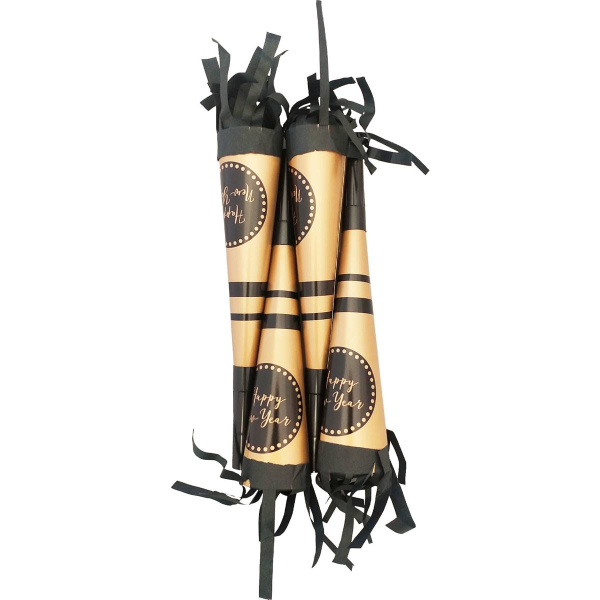 Whiz Pop Bang Paper Horn With Frills 8pk Blk 8 Pack | Woolworths