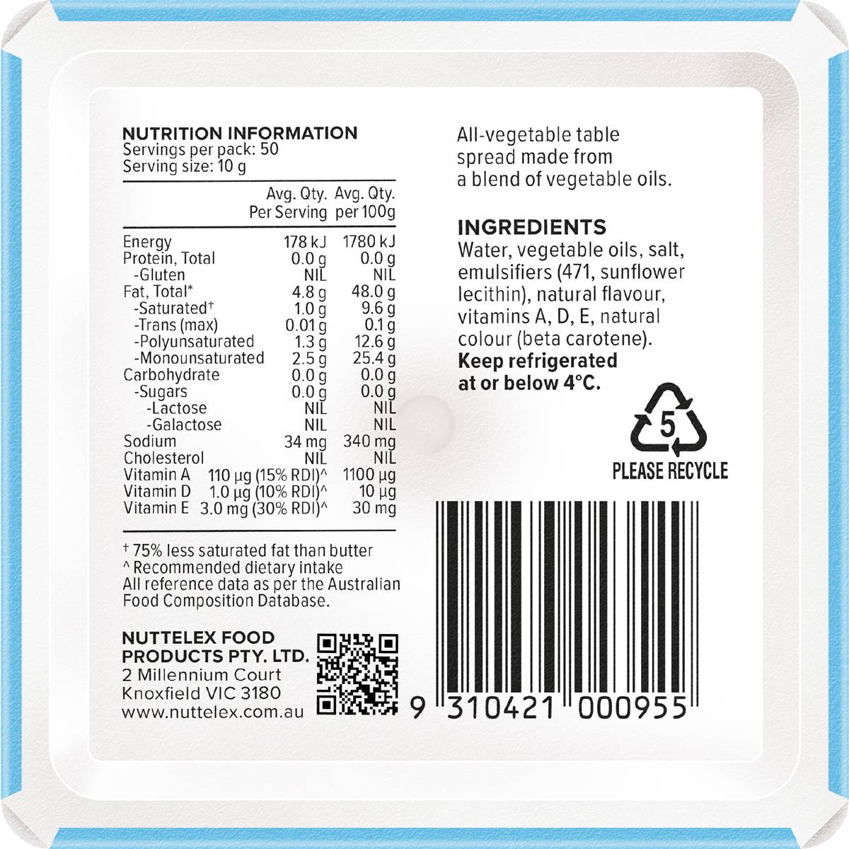 Nuttelex Lite Margarine Spread 500g | Woolworths