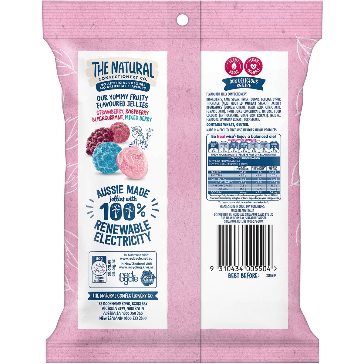 The Natural Confectionery Co. Berry Salad Plant Based Lollies 180g ...
