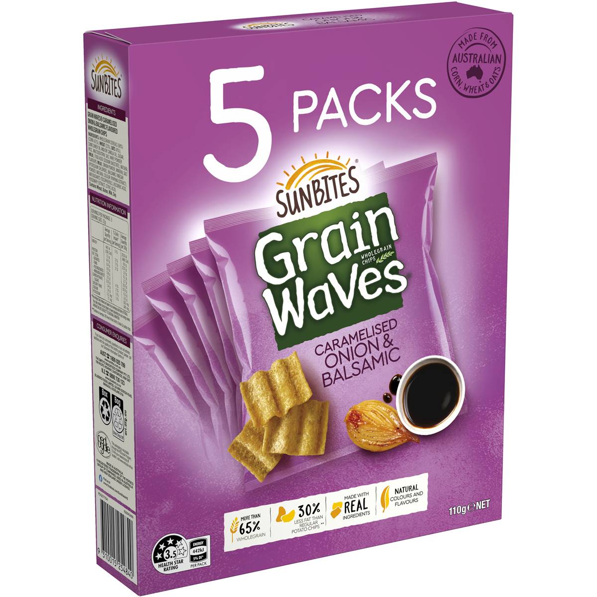 Sunbites Grainwaves Caramelised Onion & Balsamic Chips Multipack 110g ...