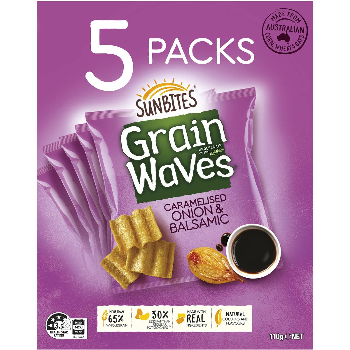 Sunbites Grainwaves Caramelised Onion & Balsamic Chips Multipack 110g ...