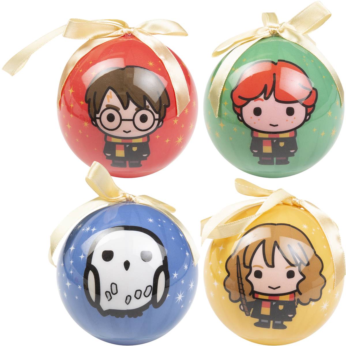 Harry Potter Cartoon Baubles 4 Pack | Woolworths
