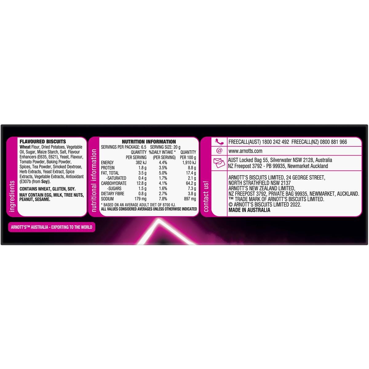 Arnott's Shapes Fully Loaded Sizzling Meatlovers Cracker Biscuits 130g ...