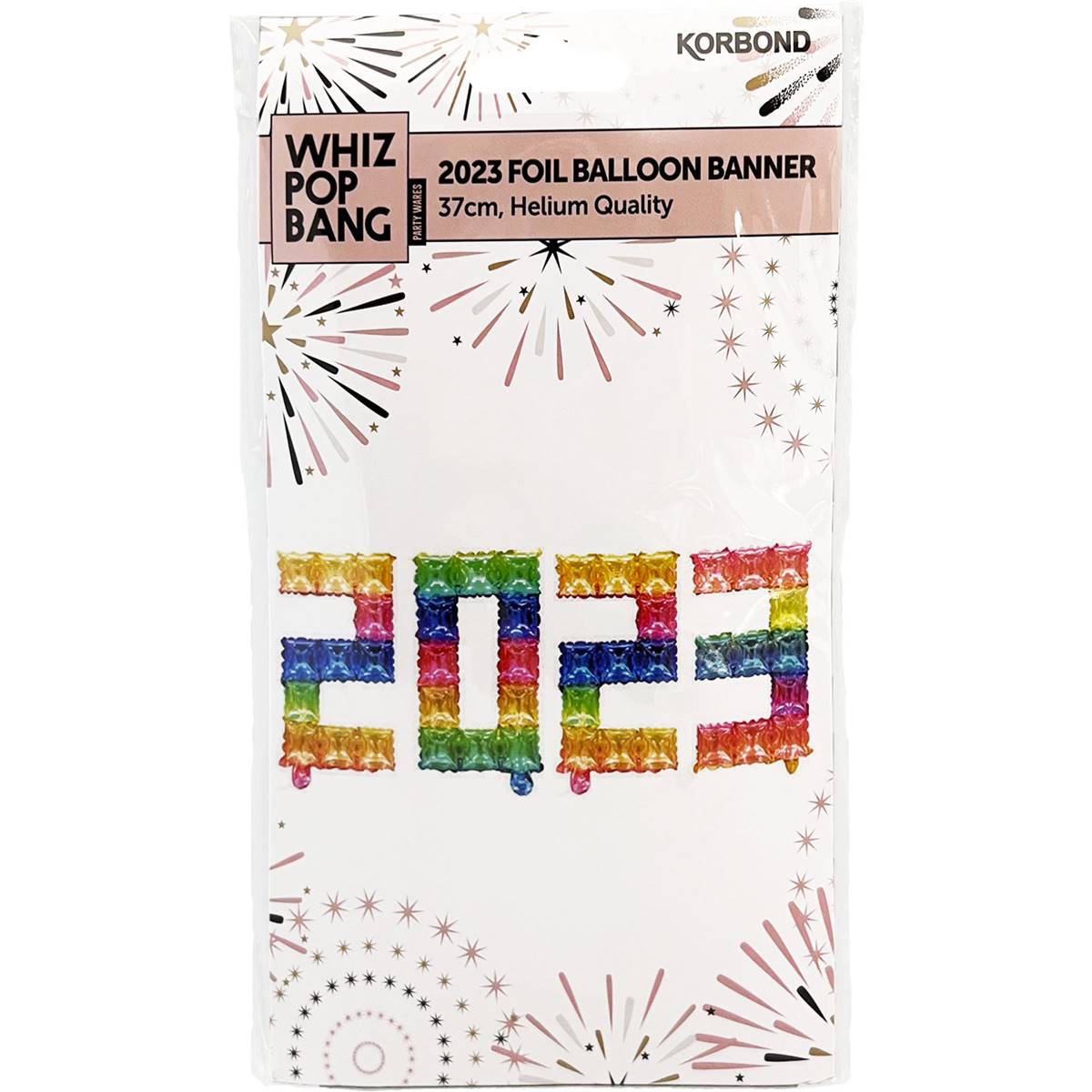 Whiz Pop Bang Banner Foil Balloon 2023 Rainbow Each | Woolworths