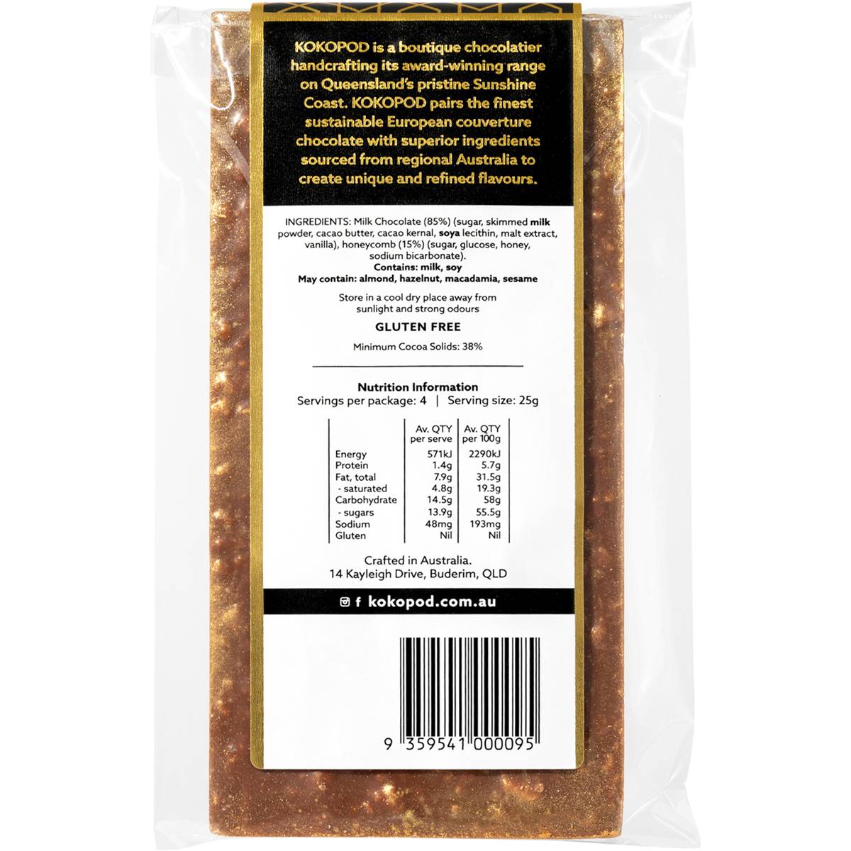 Kokopod Gold Digger Honeycomb Chocolate Block 100g | Woolworths