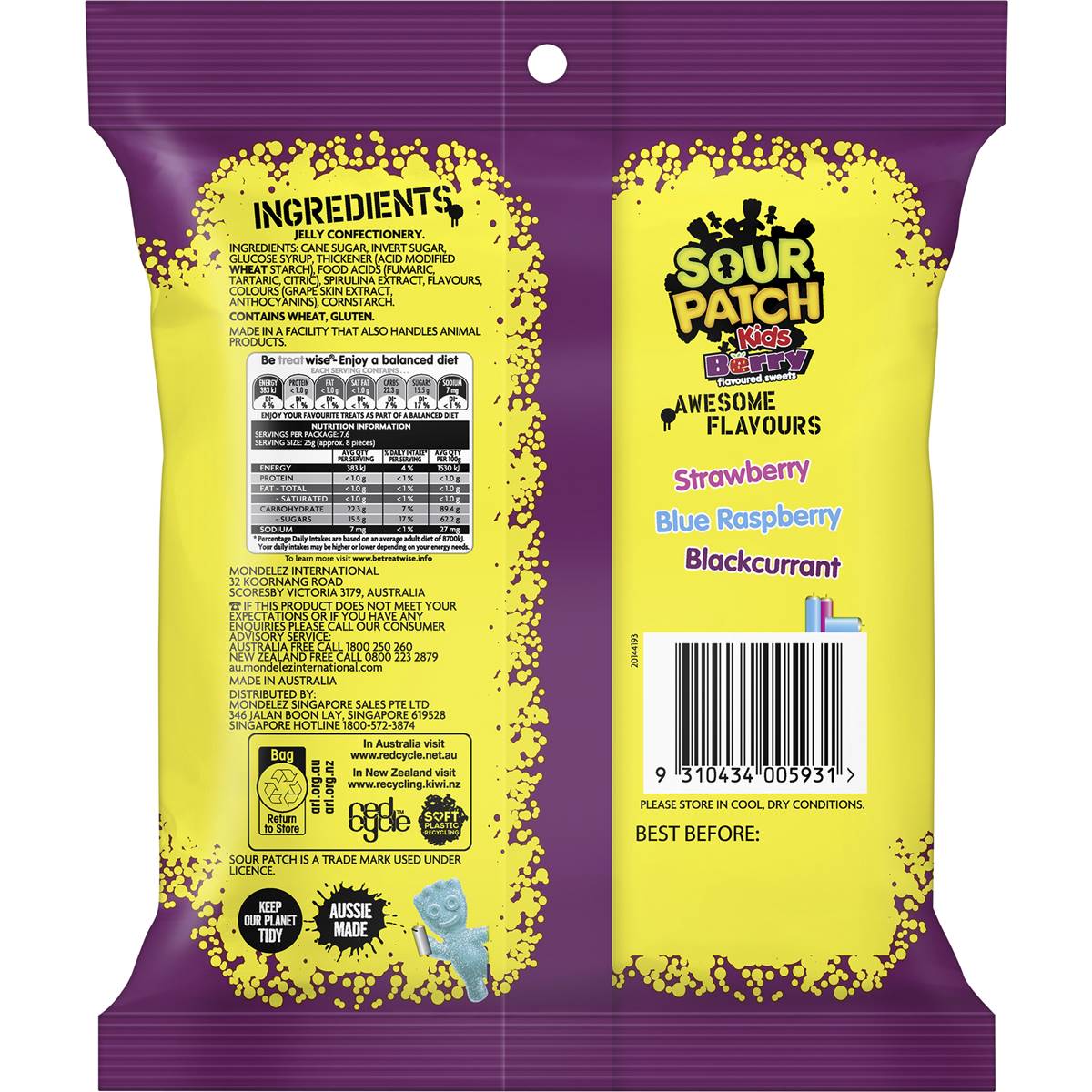 Sour Patch Kids Berry Lollies 190g | Woolworths
