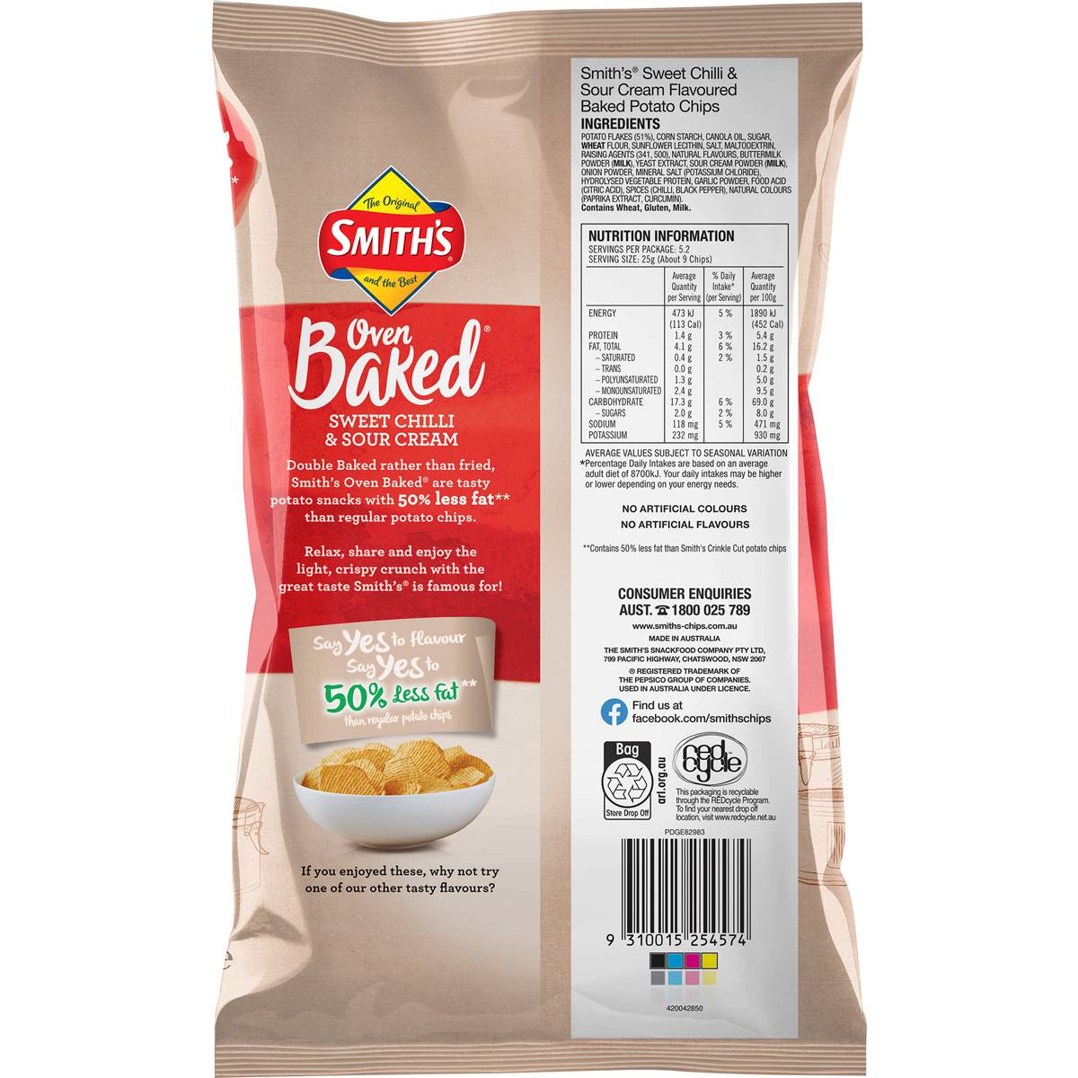 Smith's Oven Baked Sweet Chilli & Sour Cream Potato Chips Share Pack ...
