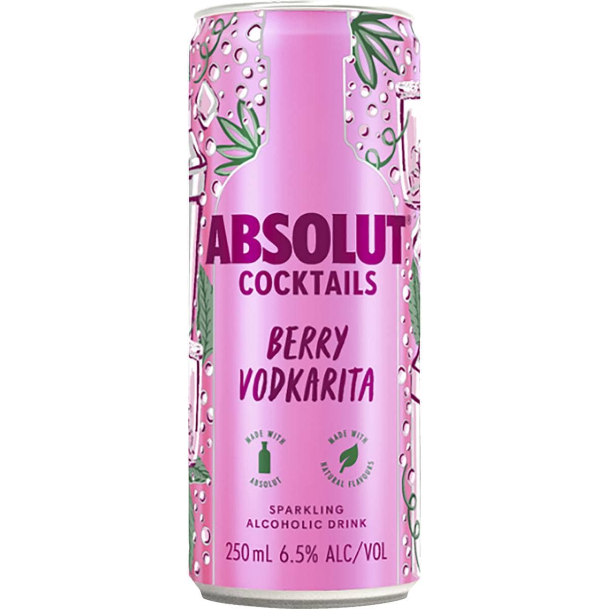 Absolut Berry Vodkarita Can 250ml | Woolworths