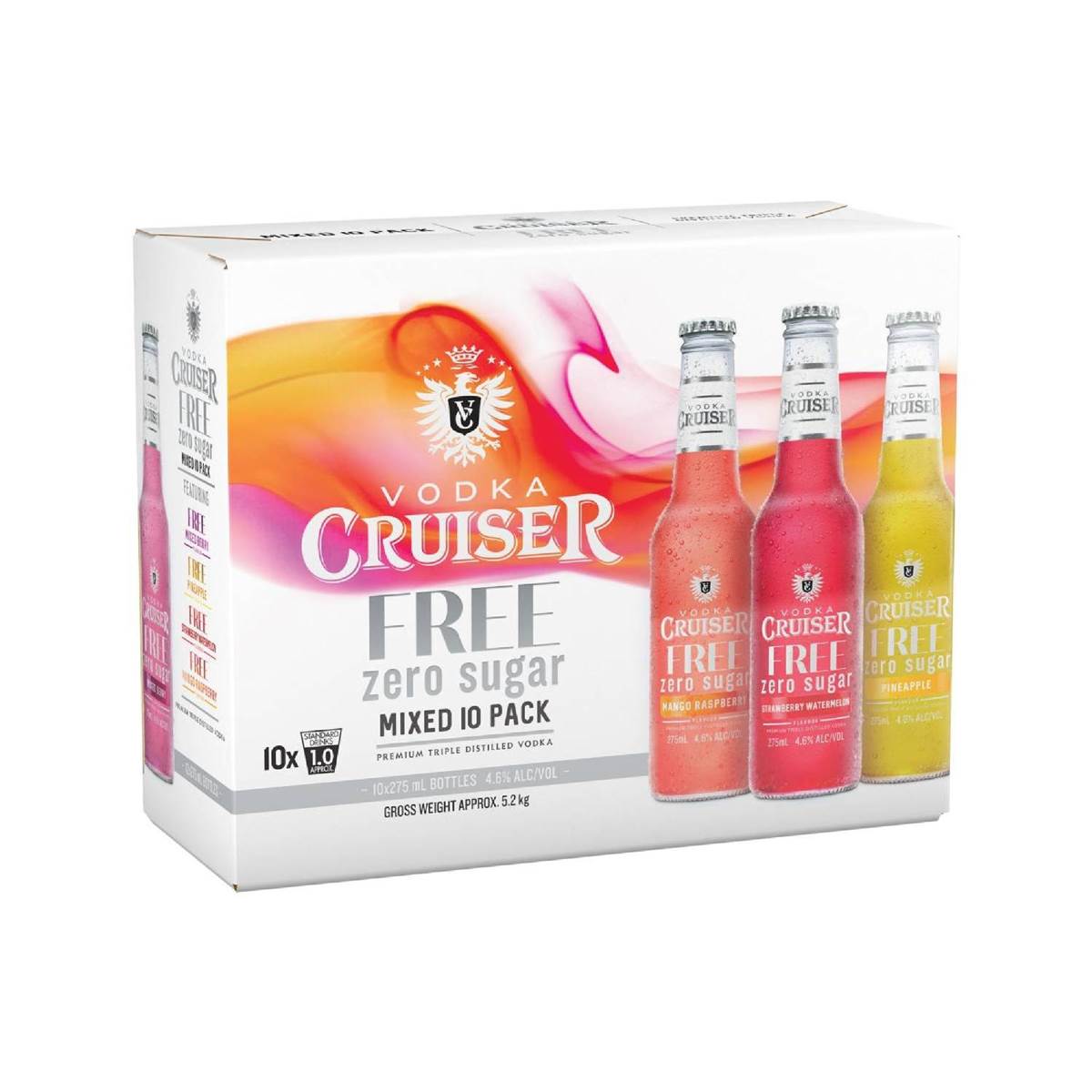 Vodka Cruiser Zero Sugar Mixed Pack Bottles 275ml X 10 Pack | Woolworths