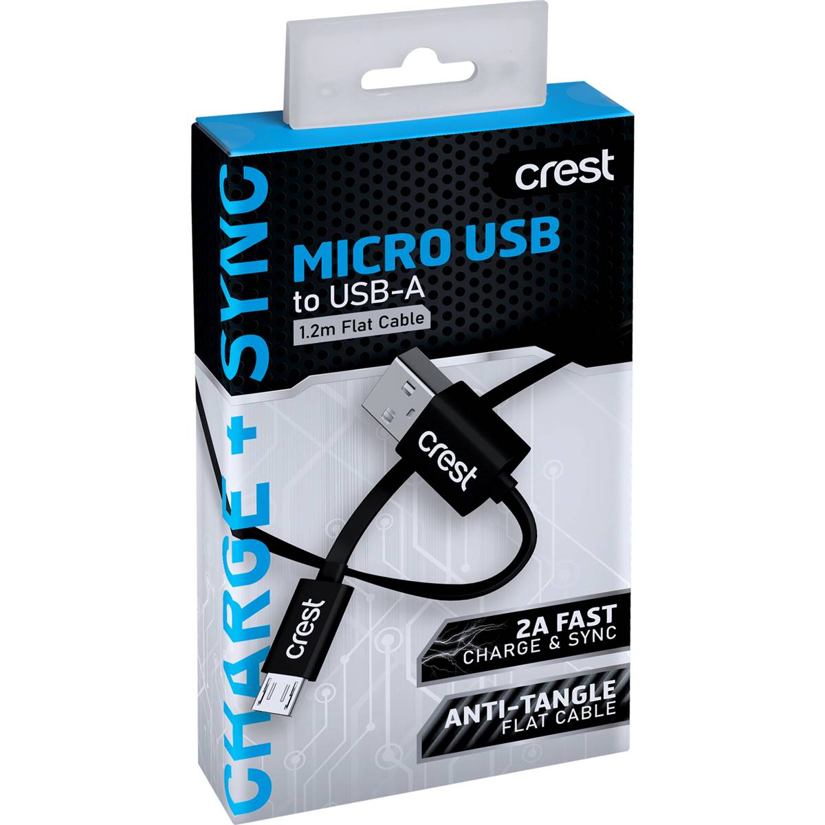 Crest Micro Usb To Usb-a Flat Cable 1.2m | Woolworths