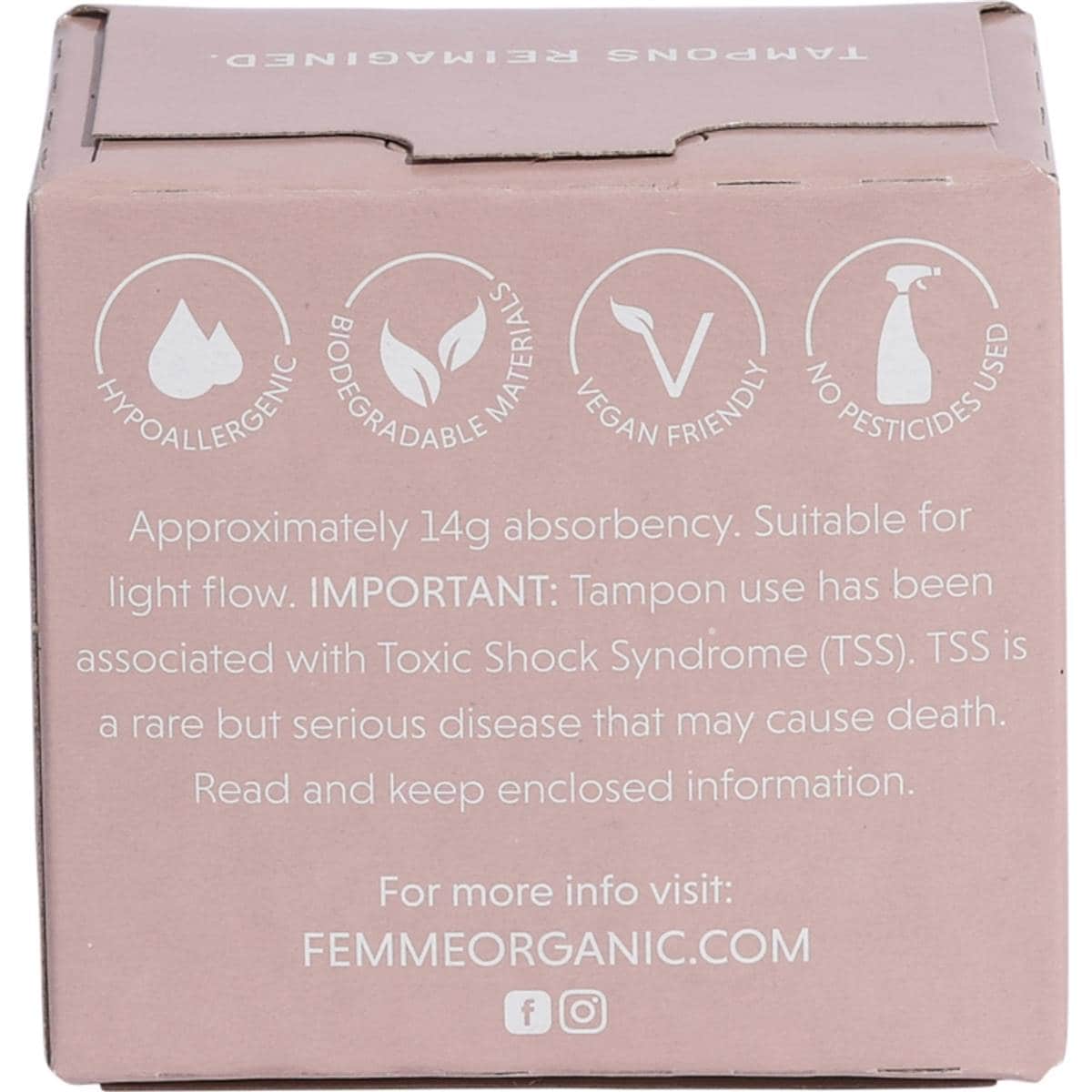 Femme Organic Super Tampons Organic 15 Pack | Woolworths