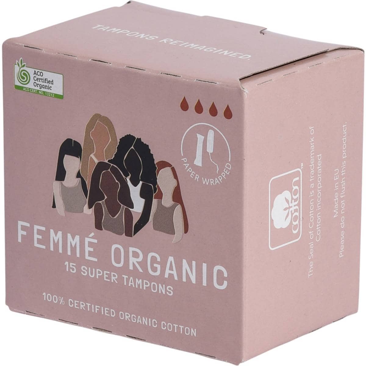 Femme Organic Super Tampons Organic 15 Pack | Woolworths