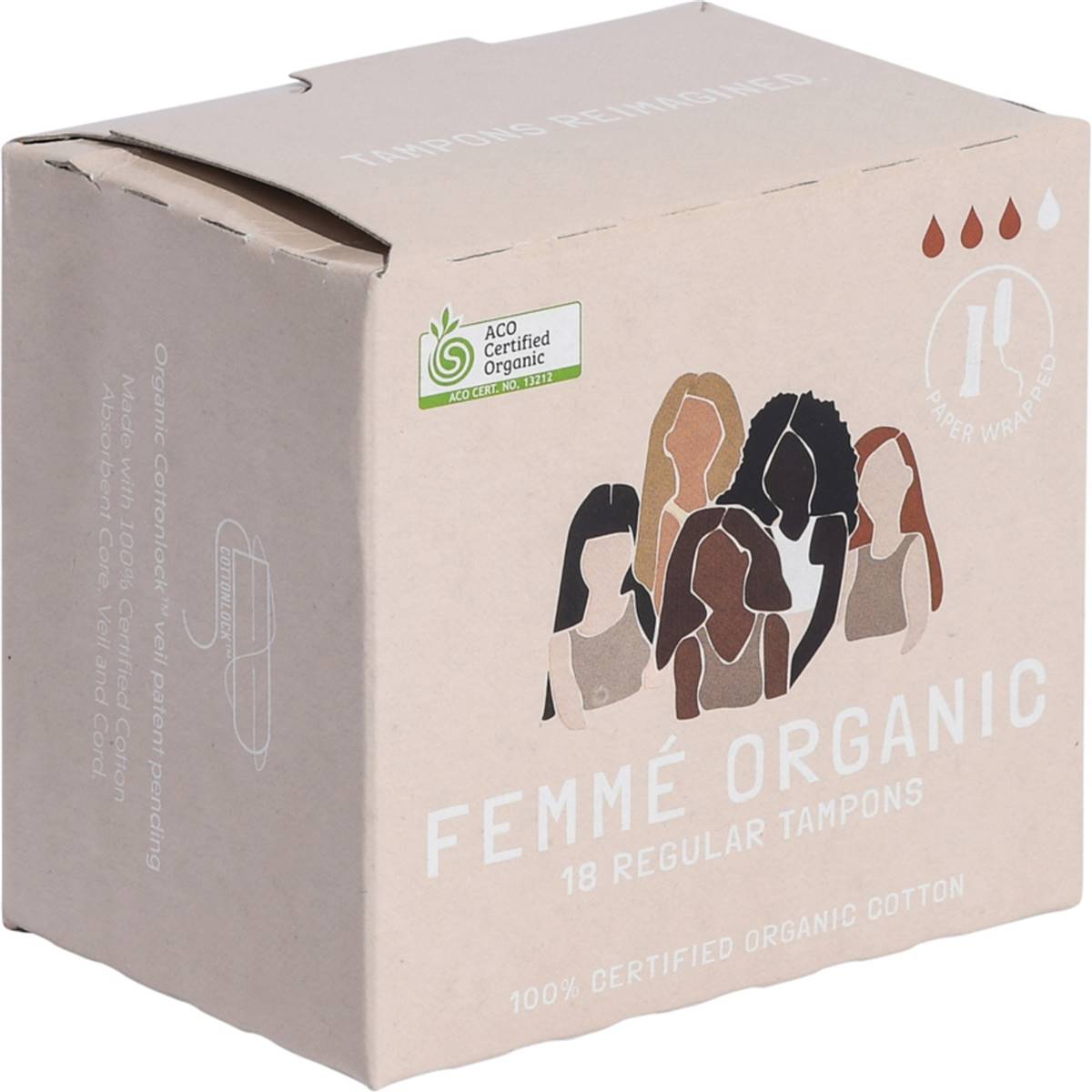 Femme Organic Tampons Regular 18 Pack | Woolworths