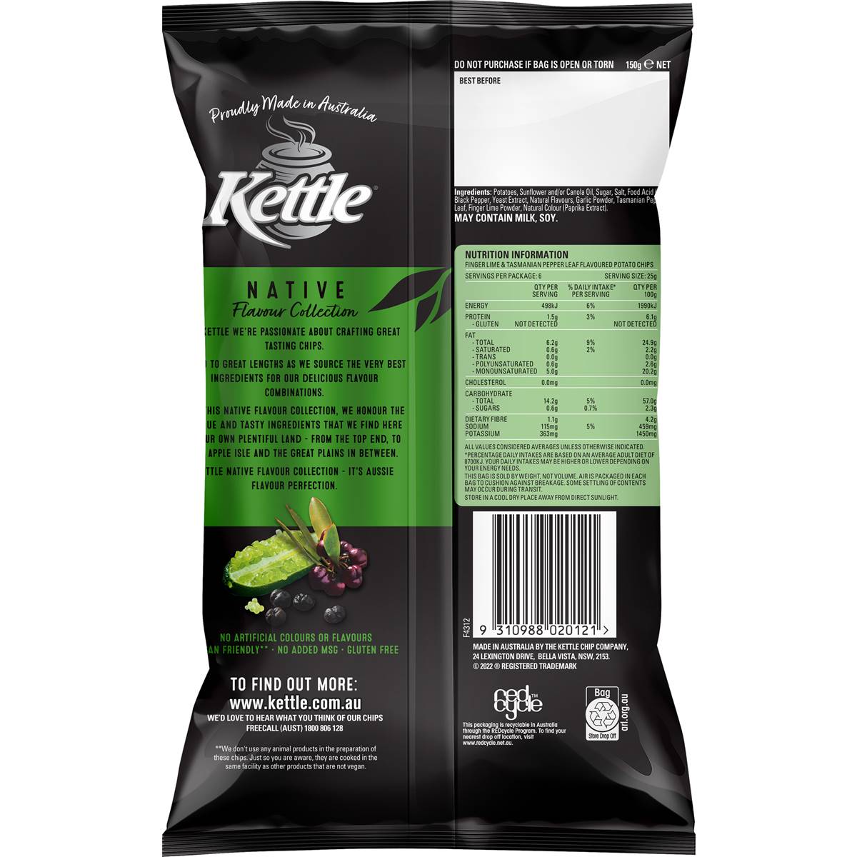 Kettle Native Finger Lime & Tasmanian Pepper Leaf 150g | Woolworths