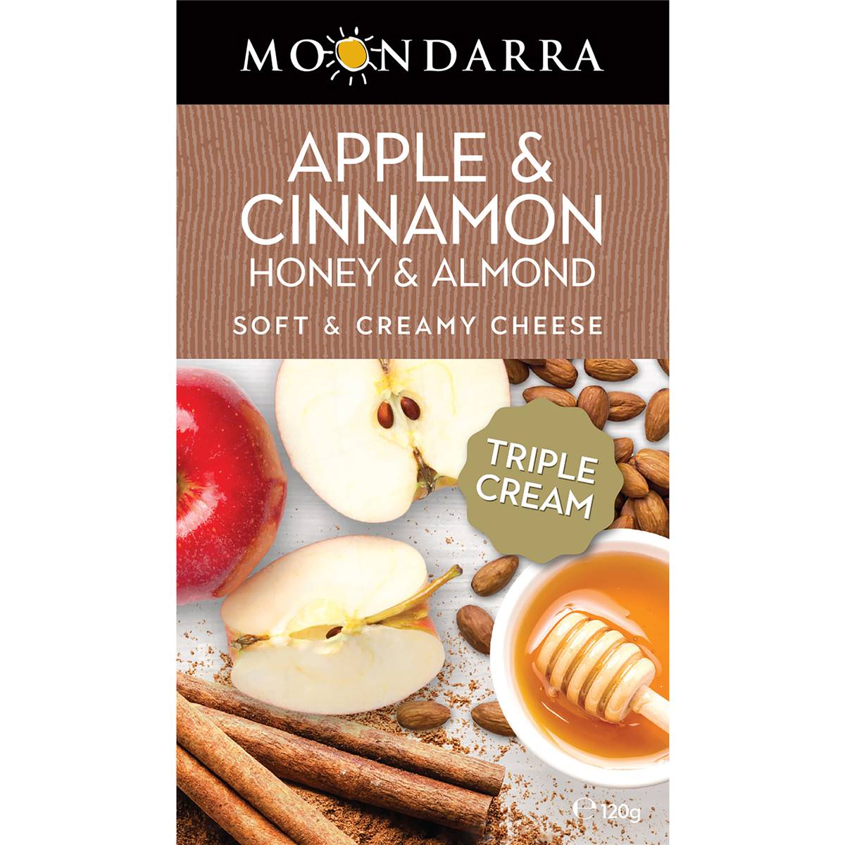 Moondarra Apple & Cinnamon Honey & Almond Soft Cheese 120g | Woolworths