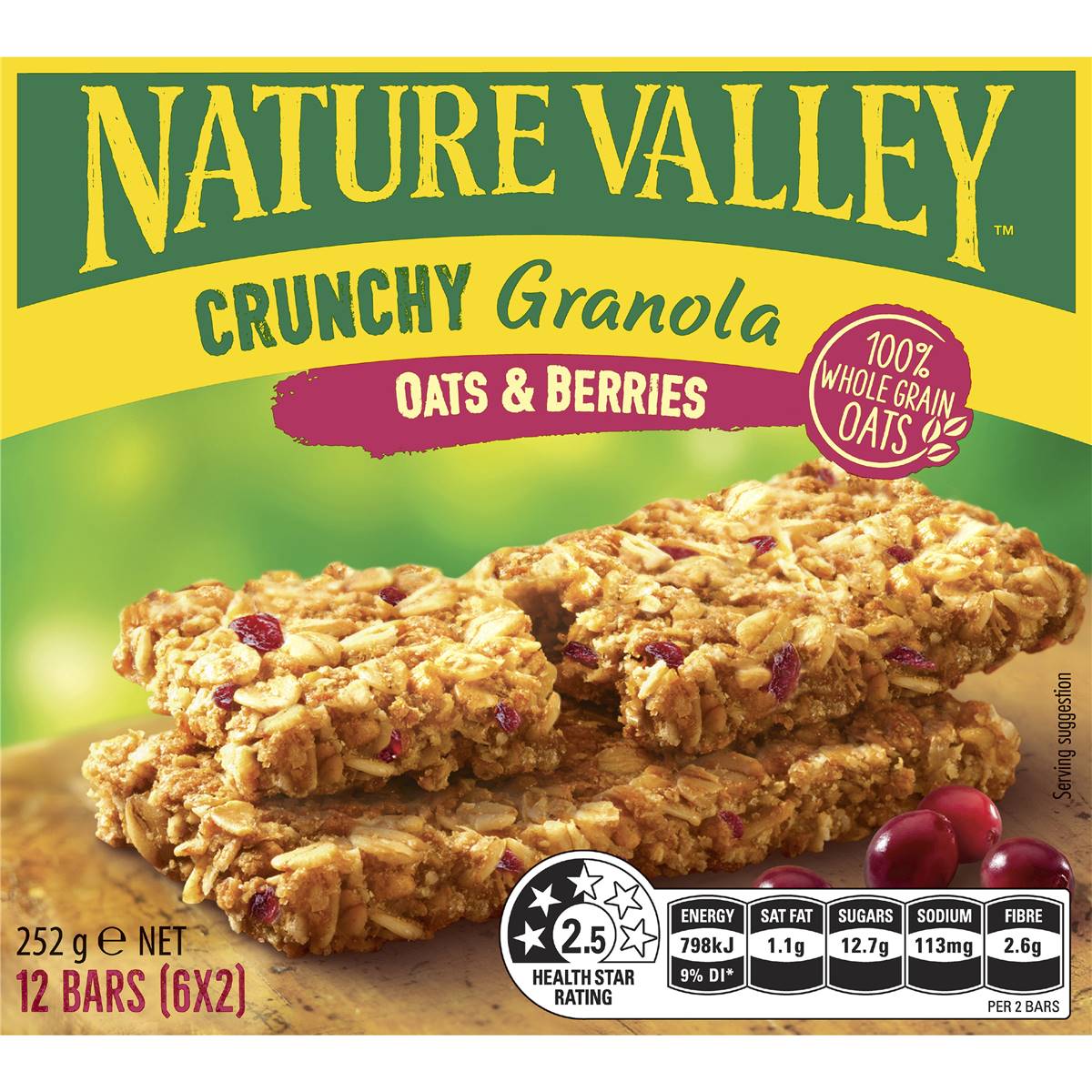 Nature Valley Crunchy Oats & Berries Granola Bars 6 Pack | Woolworths