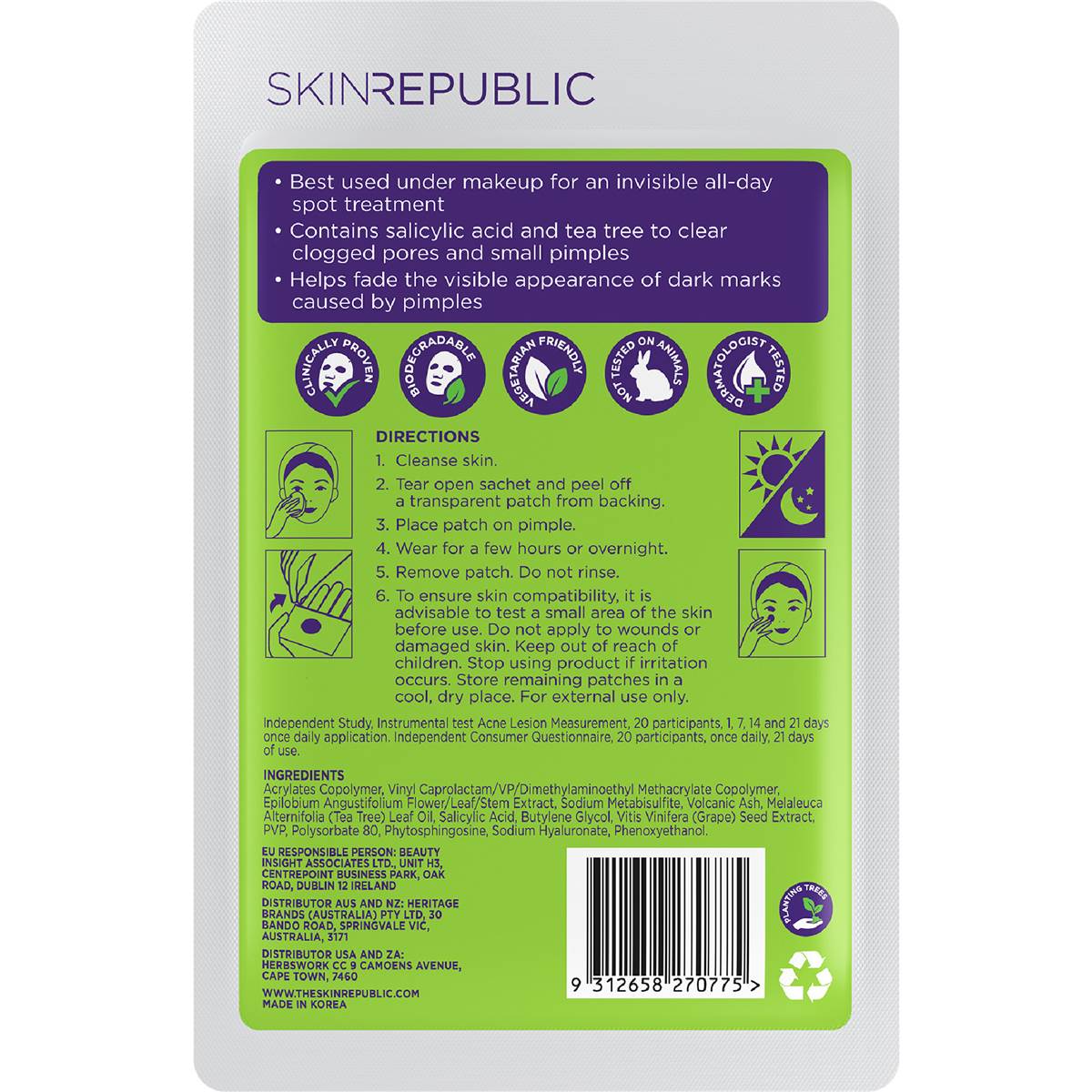 Skin Republic Spot Clear Salicylic Acid Patch 48 Pack | Woolworths