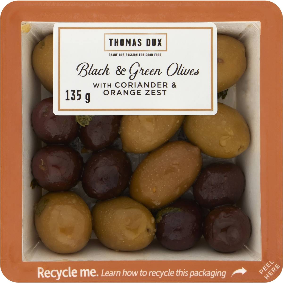 Thomas Dux Black & Green Olives With Coriander & Orange Zest 135g ...