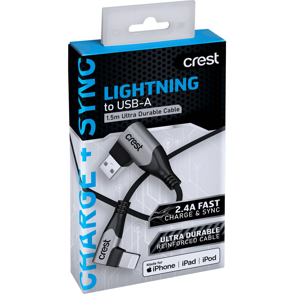 Crest Lightning To Usb-a 1.5m Ultra Durable Cable Each | Woolworths