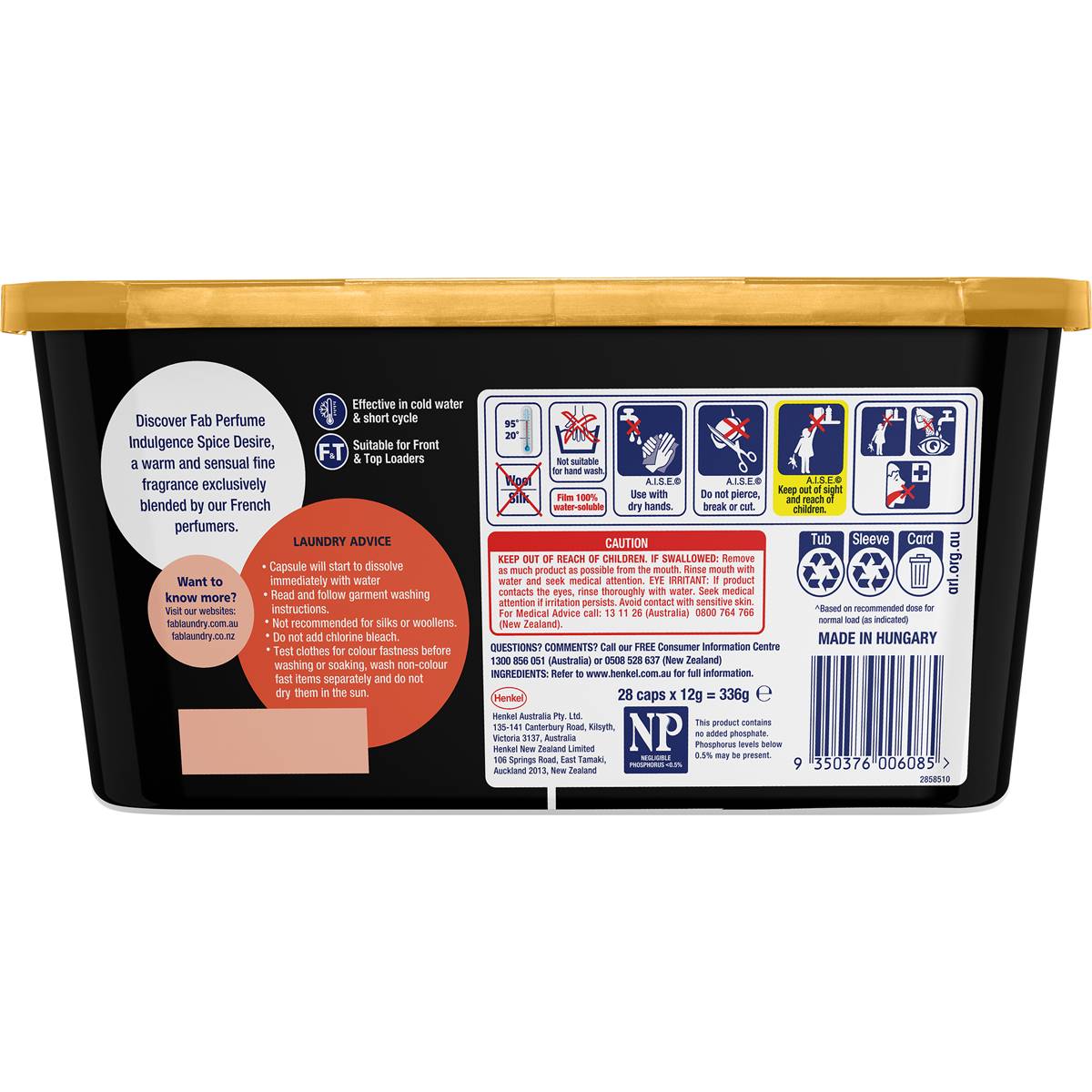 Fab Laundry Detergent Capsules Spice Desire 28 Pack | Woolworths