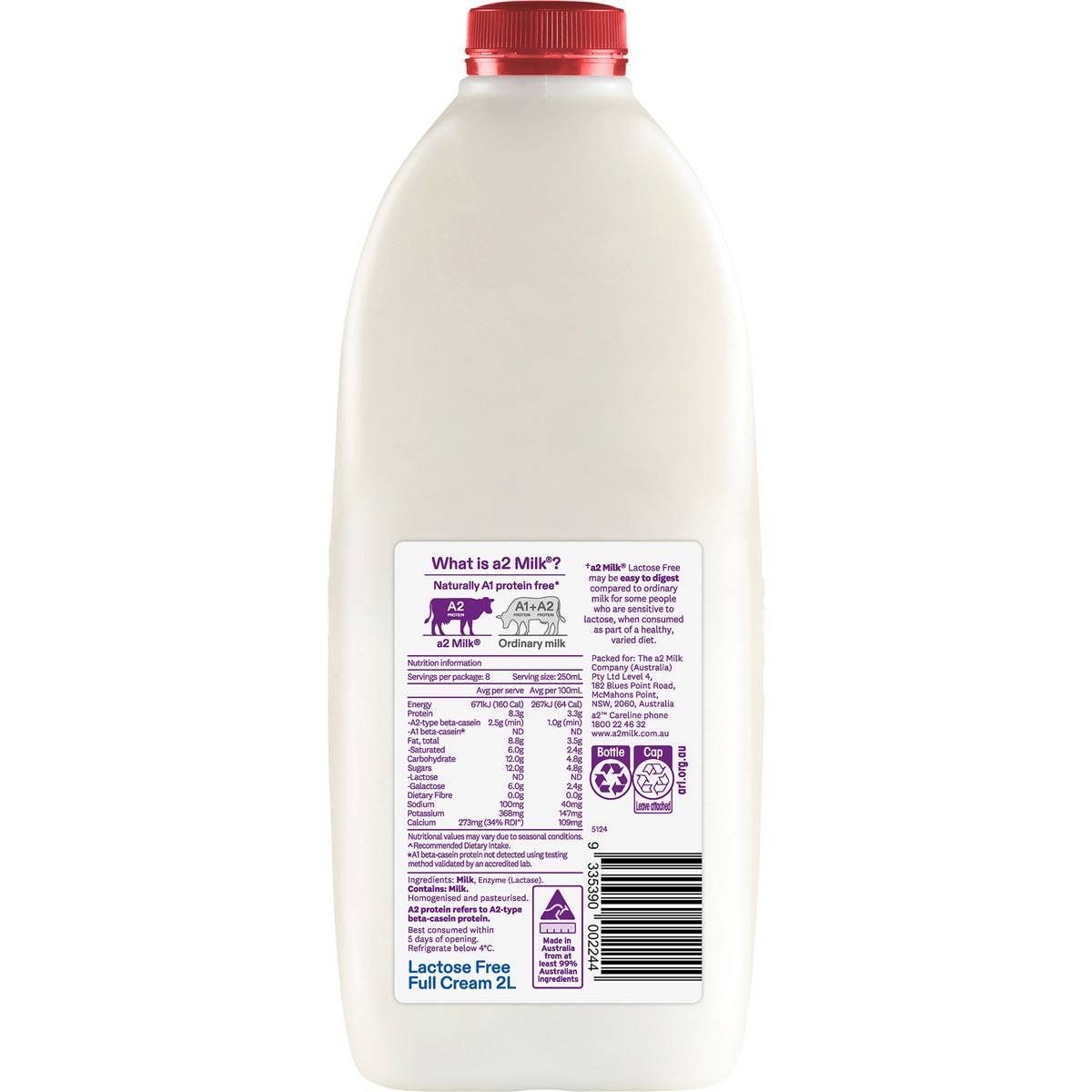 A2 Milk Lactose Free Full Cream Milk 2l | Woolworths