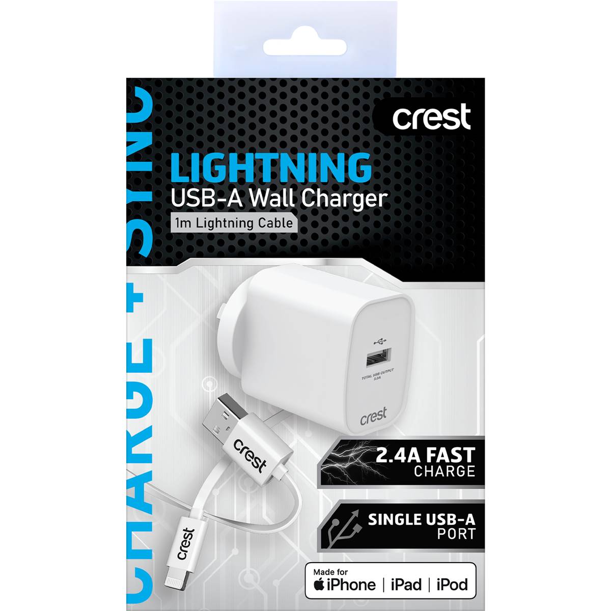 Crest Lightning Usb-a Wall Charger 1m Lightning Cable Each | Woolworths