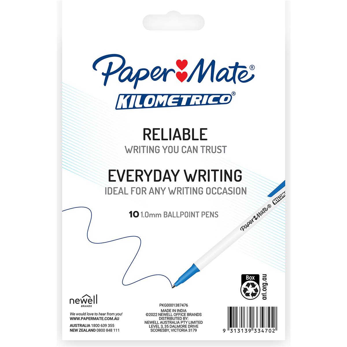 Papermate Kilometrico Ballpoint Pens Blue 10 Pack | Woolworths