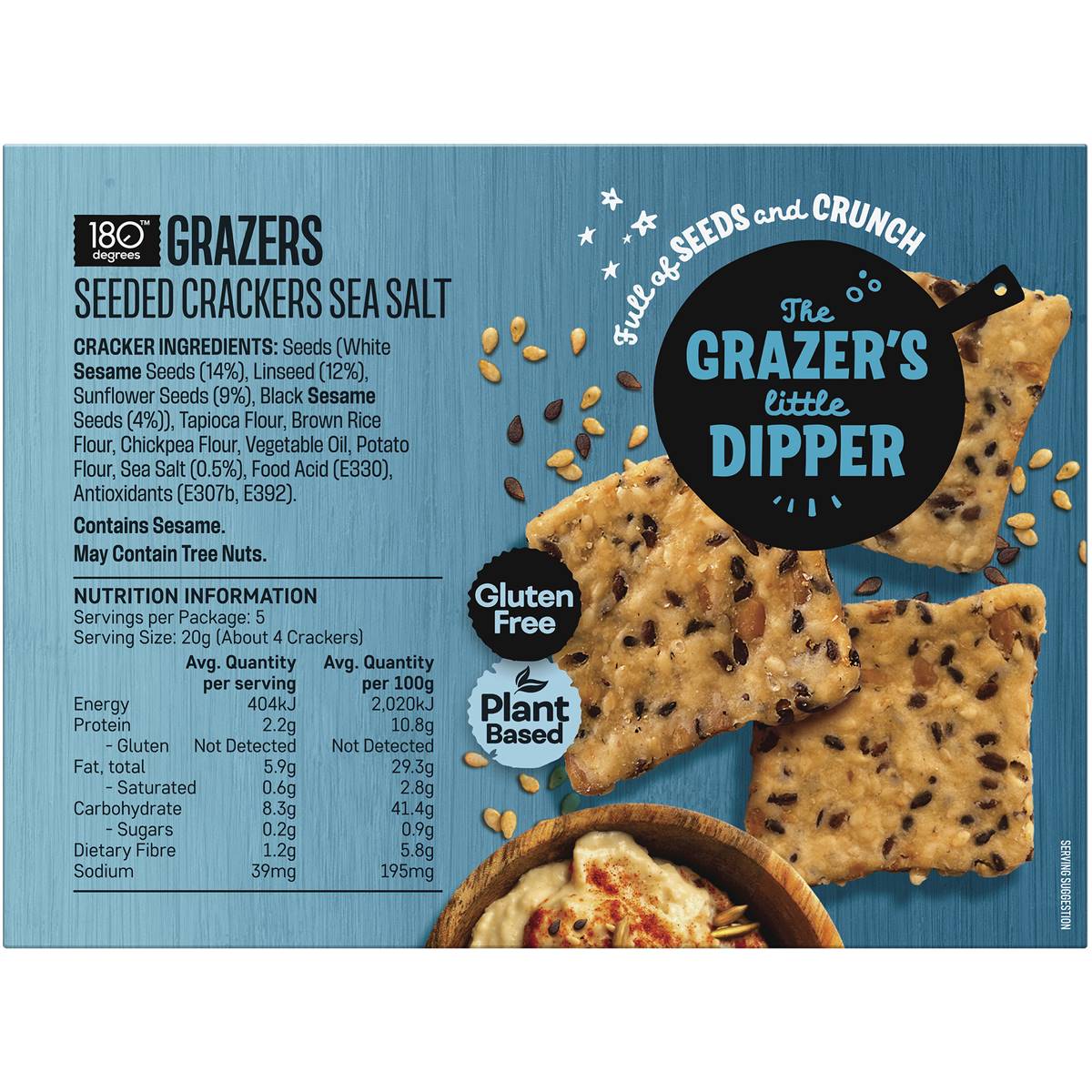 180 Degrees Seeded Crackers Sea Salt 100g | Woolworths