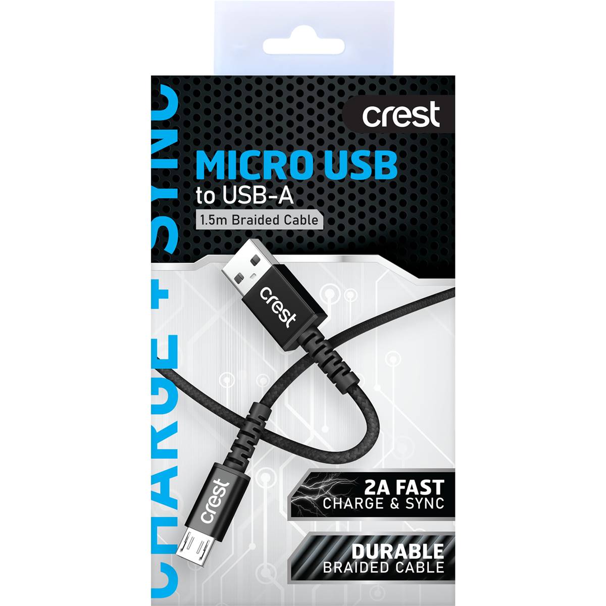 Crest Micro Usb To Usb-a 1.5m Braided Cable Each | Woolworths