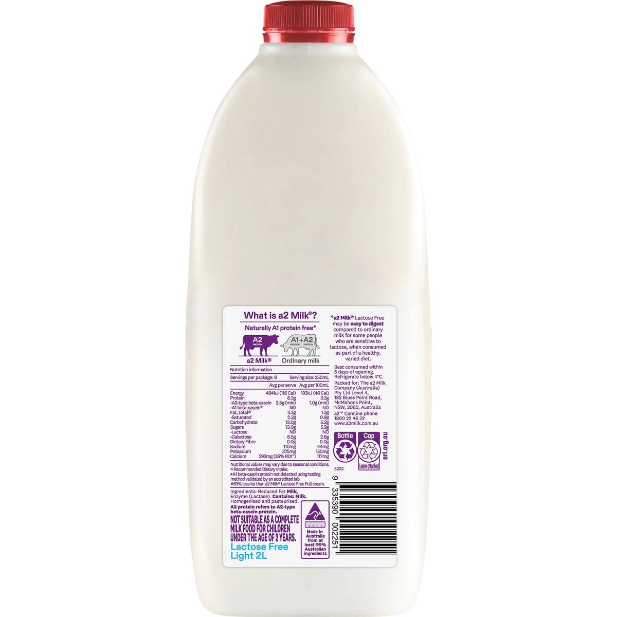 A2 Milk Lactose Free Light Milk 2l | Woolworths