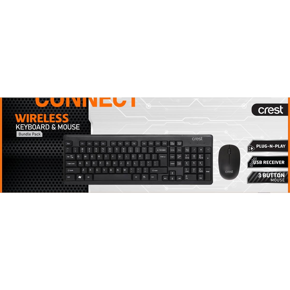 Crest Wireless Keyboard & Mouse Bundle Pack Each | Woolworths