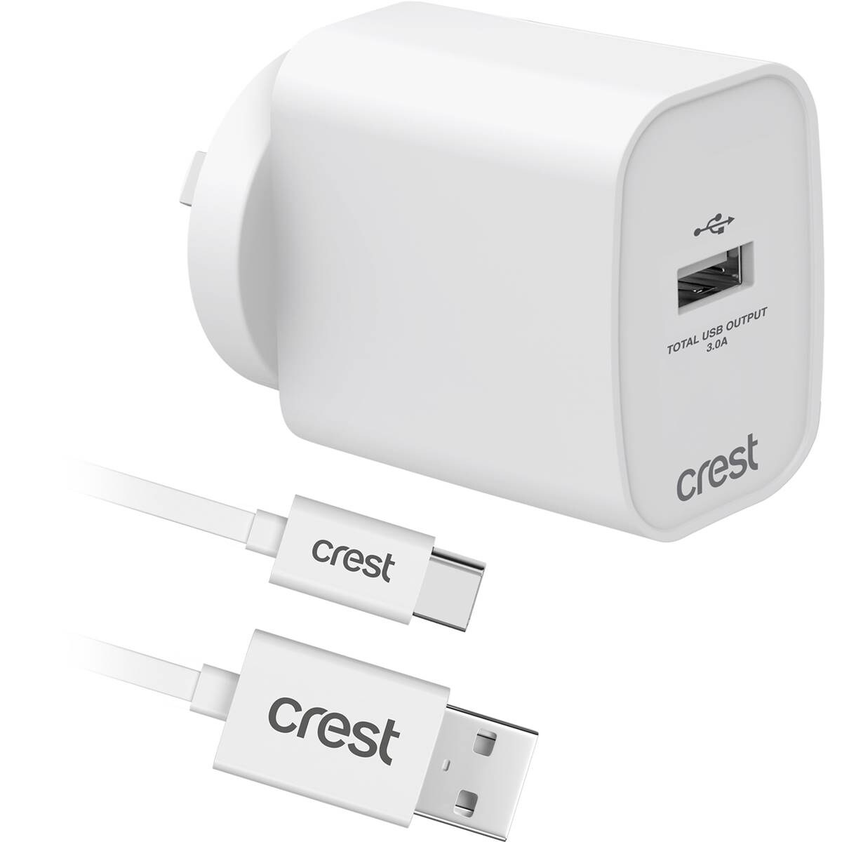 Crest Usb-c/usb-a Wall Charger 1m Usb-c Cable Each | Woolworths