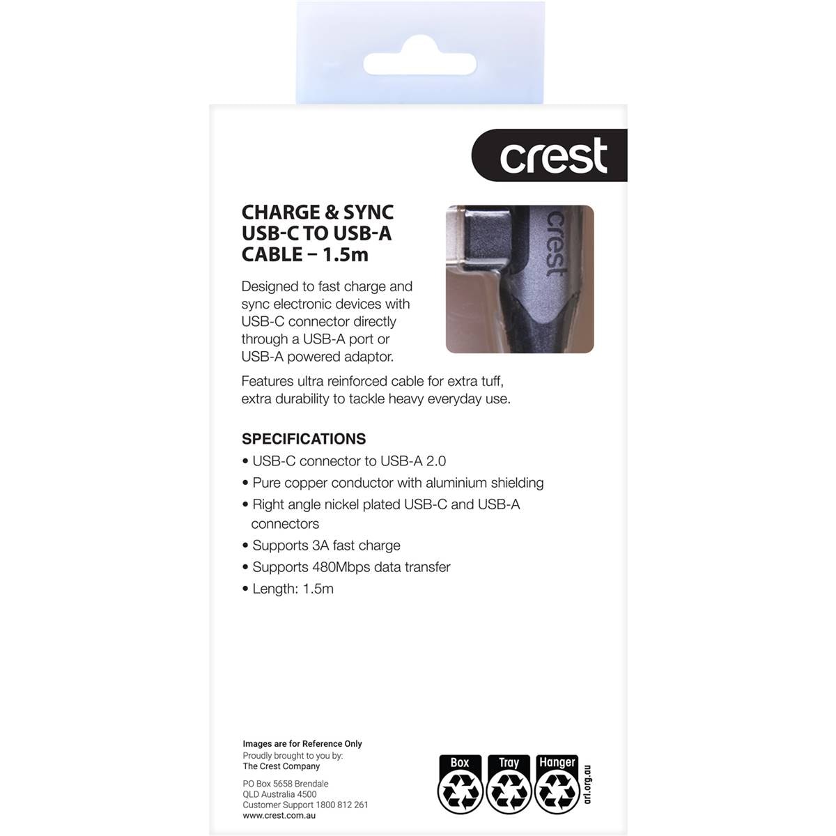 Crest Usb-c To Usb-a 1.5m Ultra Durable Cable Each | Woolworths