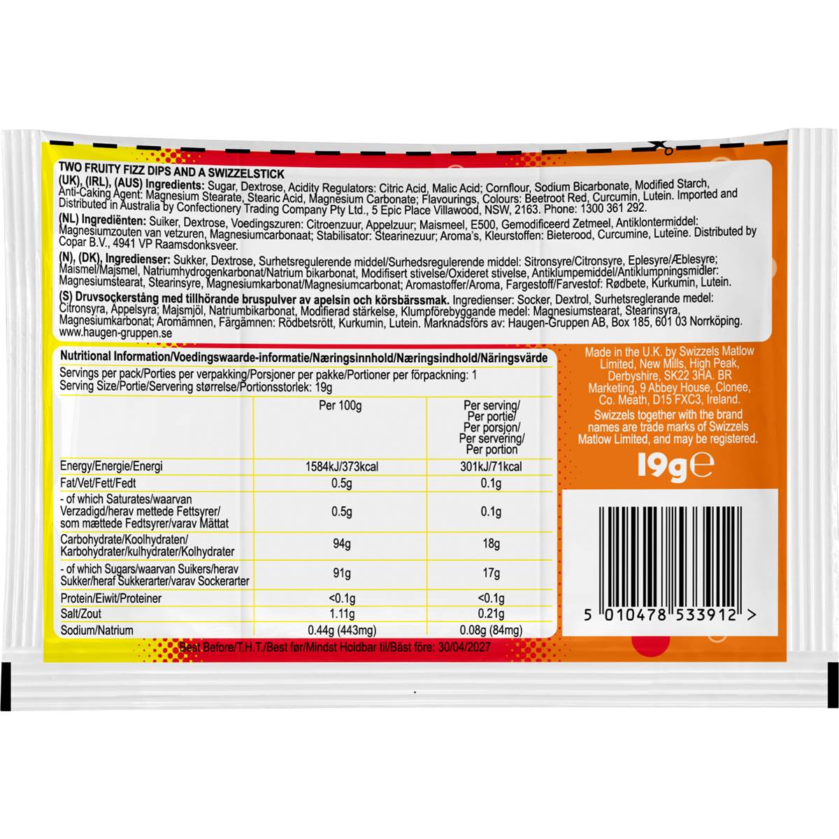 Swizzels Double Dip Orange & Cherry 19g | Woolworths