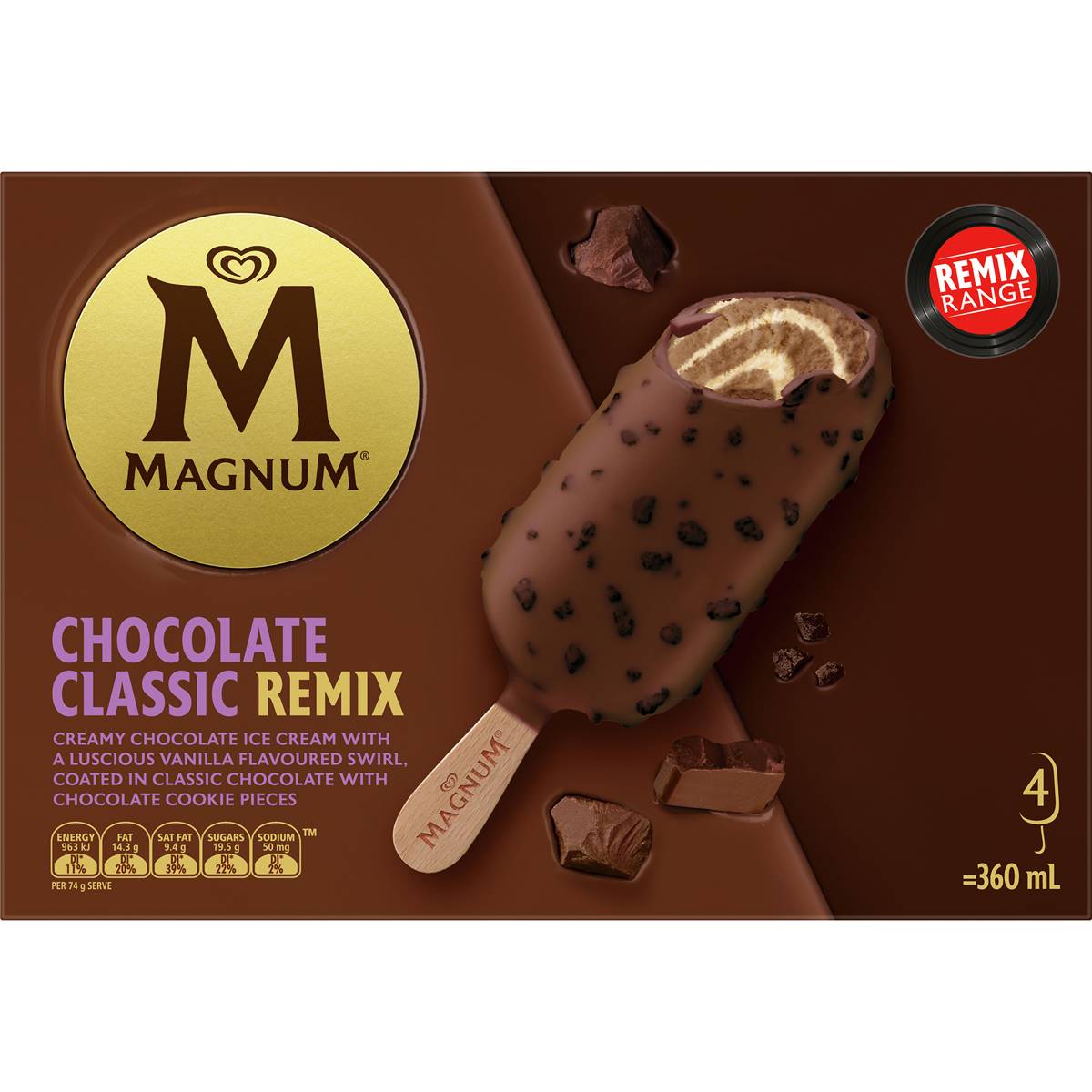 Magnum Chocolate Classic Remix 4 Pack | Woolworths
