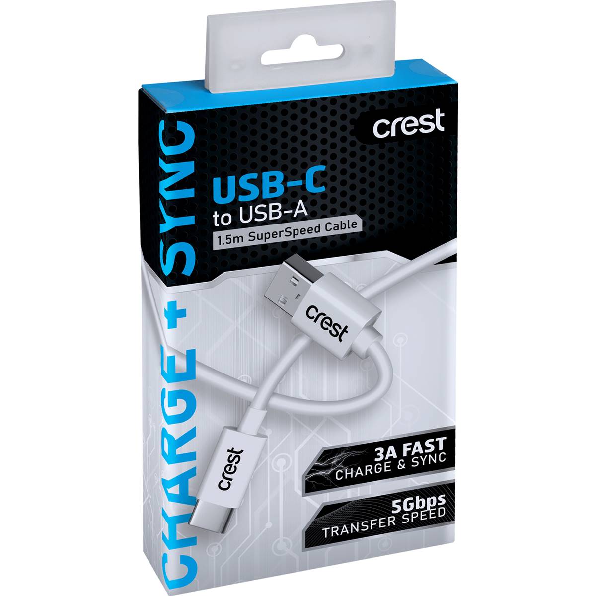 Crest Usb-c To Usb-a 1.5m Superspeed Cable Each | Woolworths