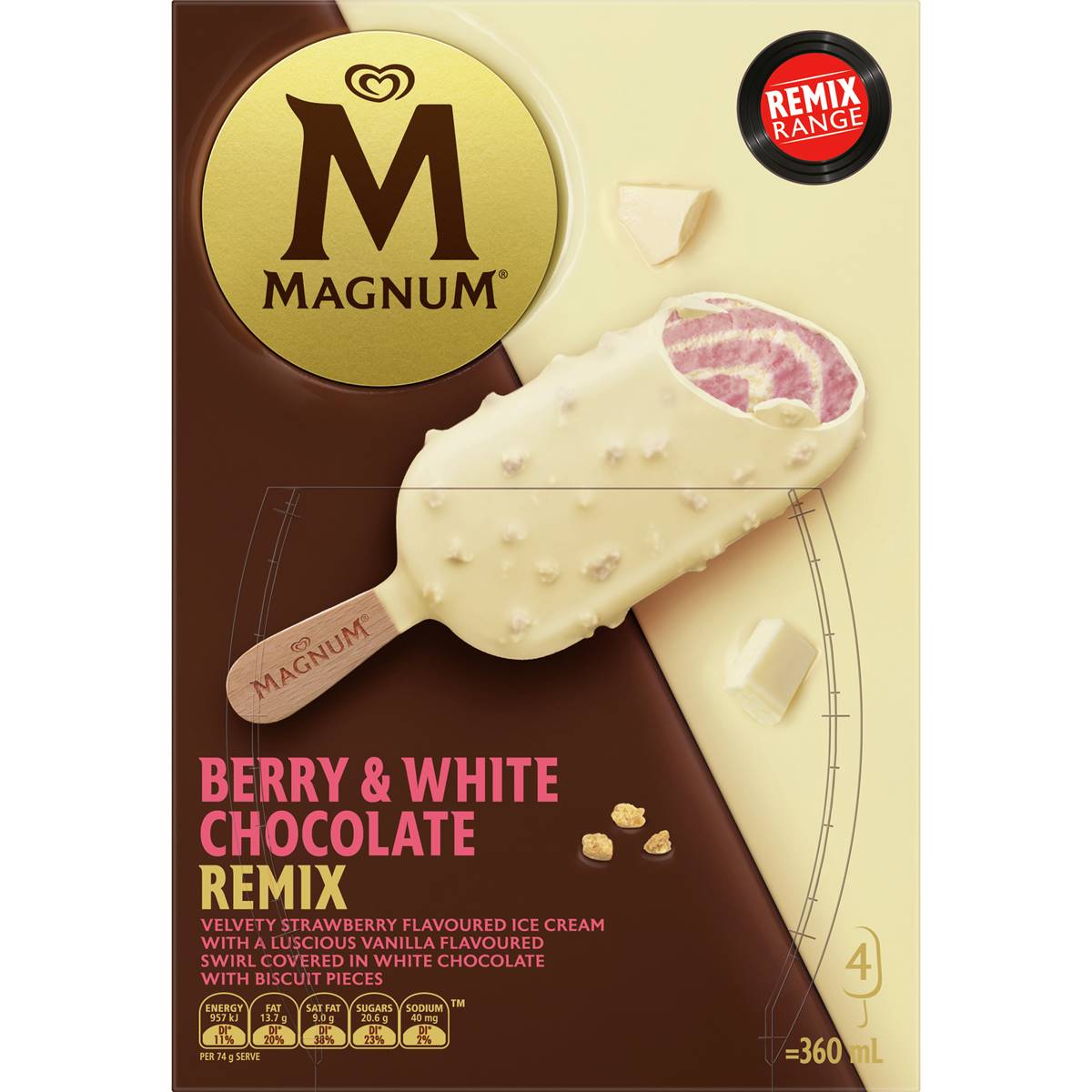 Magnum Berry & White Chocolate Remix 4 Pack | Woolworths