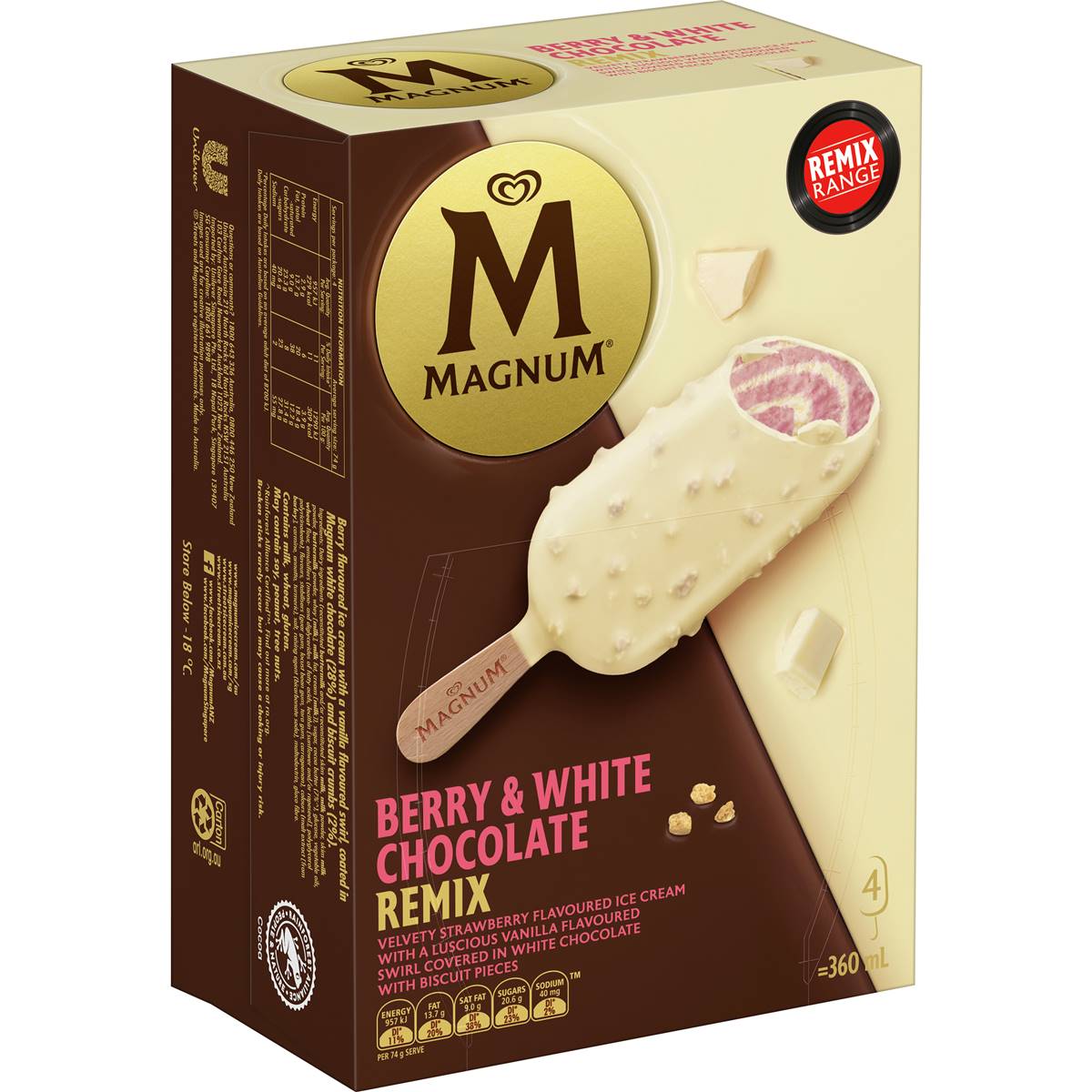 Magnum Berry & White Chocolate Remix 4 Pack | Woolworths