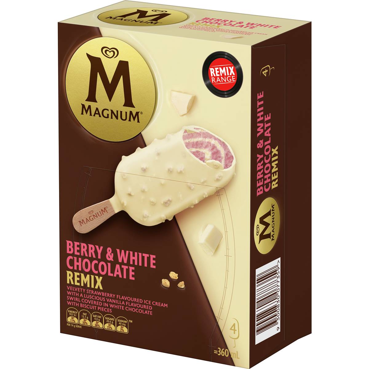 Magnum Berry & White Chocolate Remix 4 Pack | Woolworths