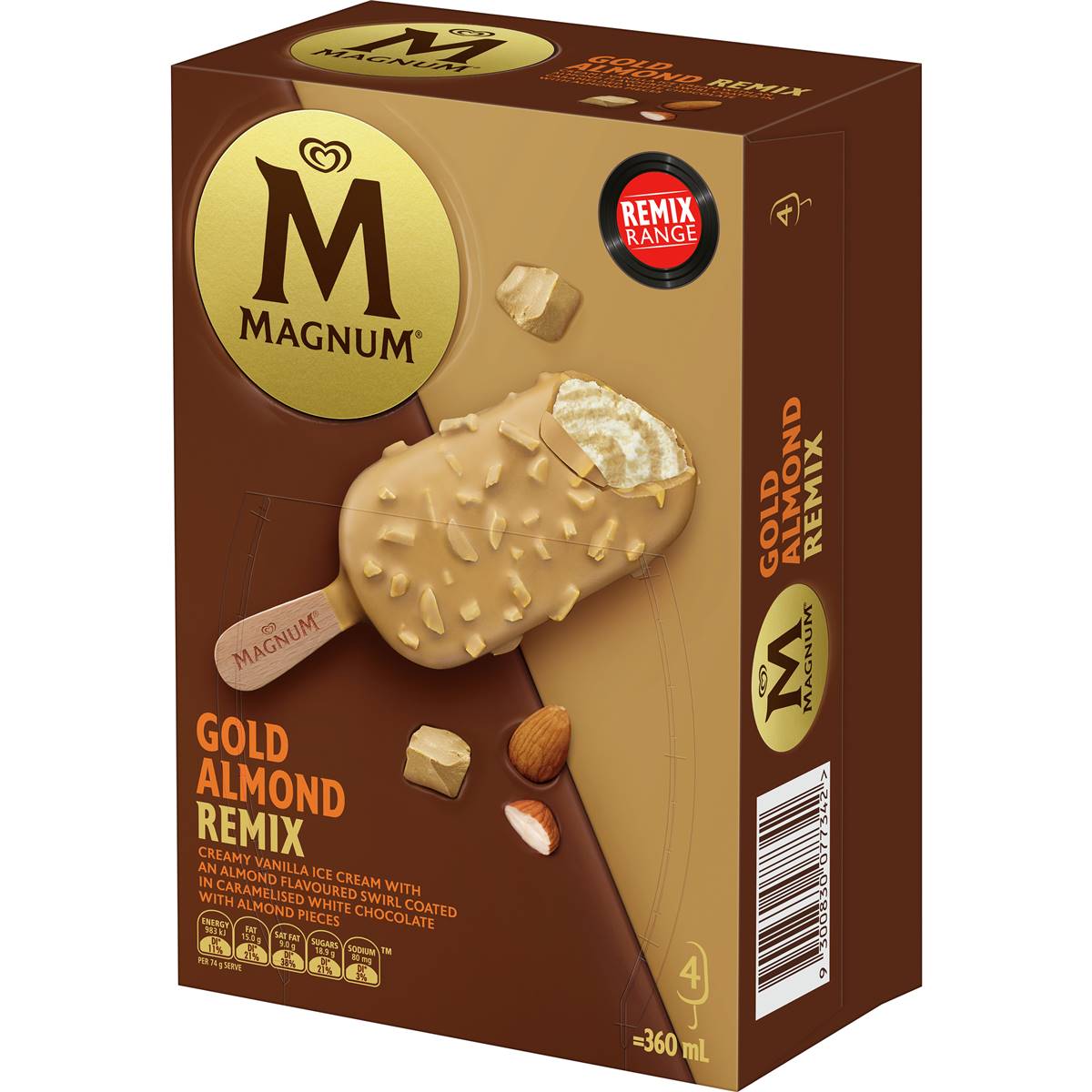 Magnum Gold Almond Remix 4 Pack | Woolworths