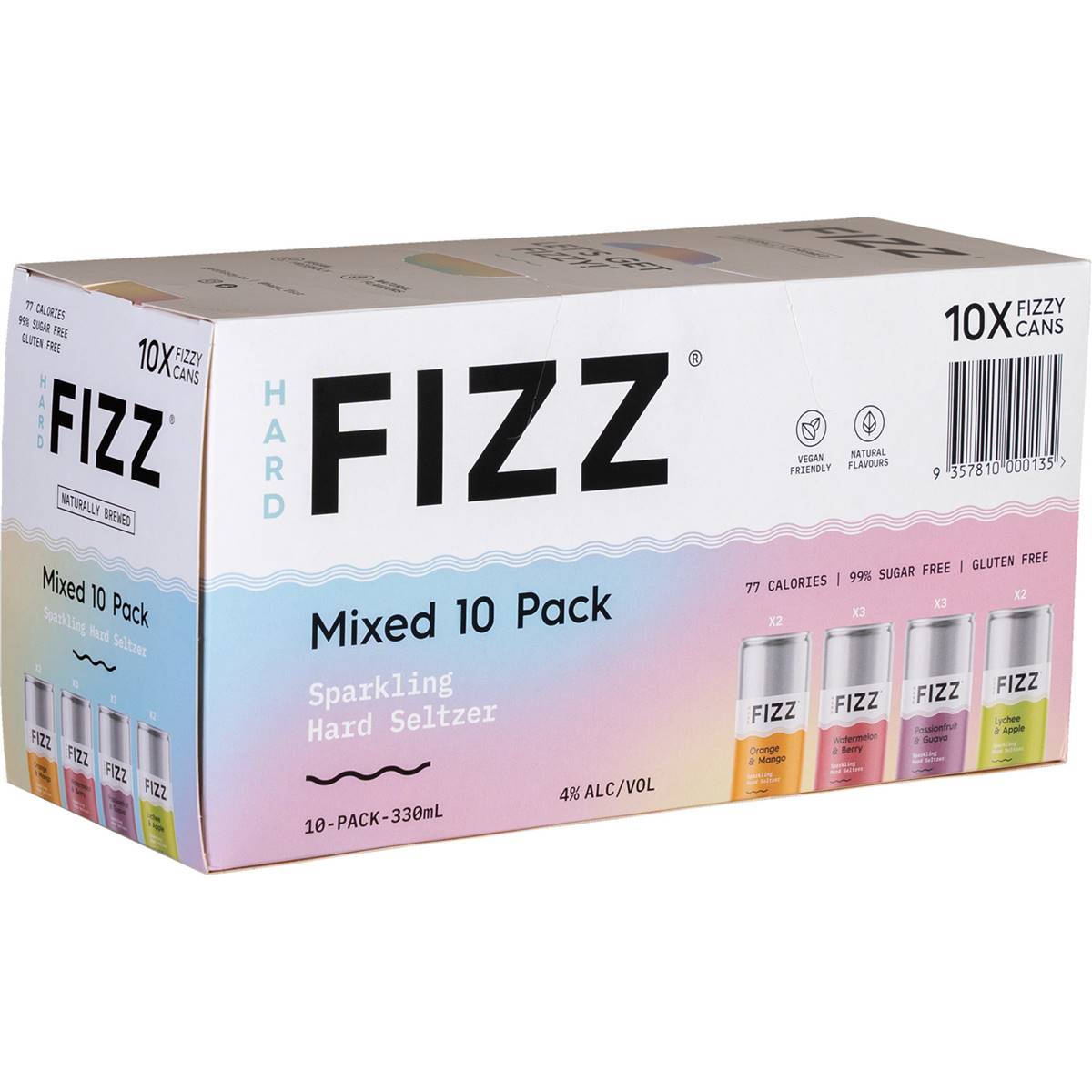 Hard Fizz Sparkling Hard Seltzer Mixed Cans 330ml X 10 Pack | Woolworths