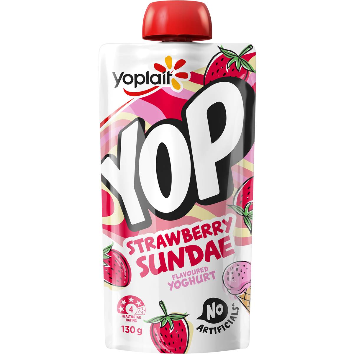 Yoplait Strawberry Sundae Pouch Yogurt 130g | Woolworths